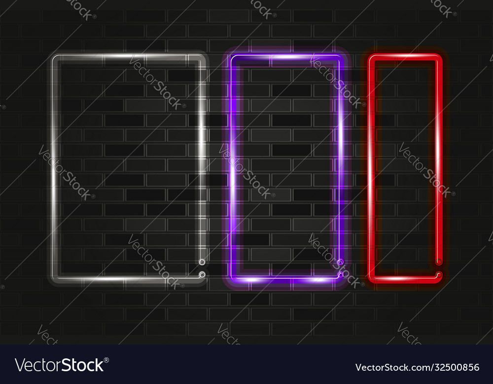 Three vertical frames different colors glowing Vector Image
