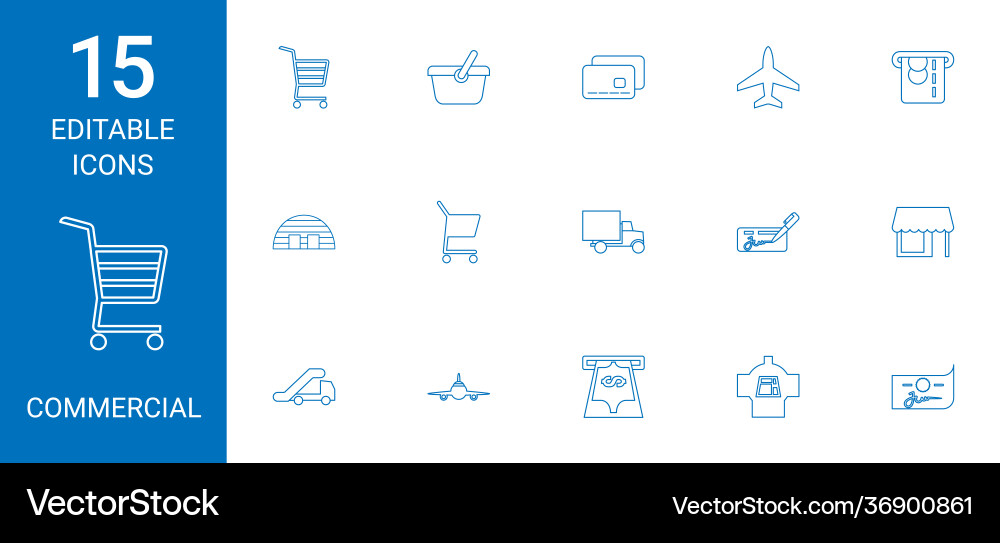 15 commercial icons Royalty Free Vector Image - VectorStock