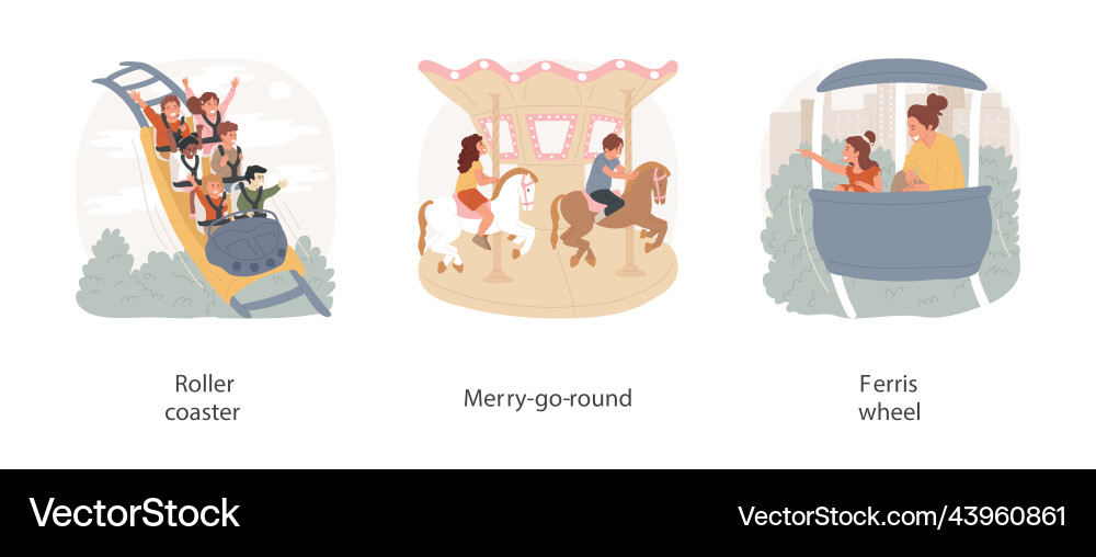 Amusement park rides isolated cartoon Royalty Free Vector