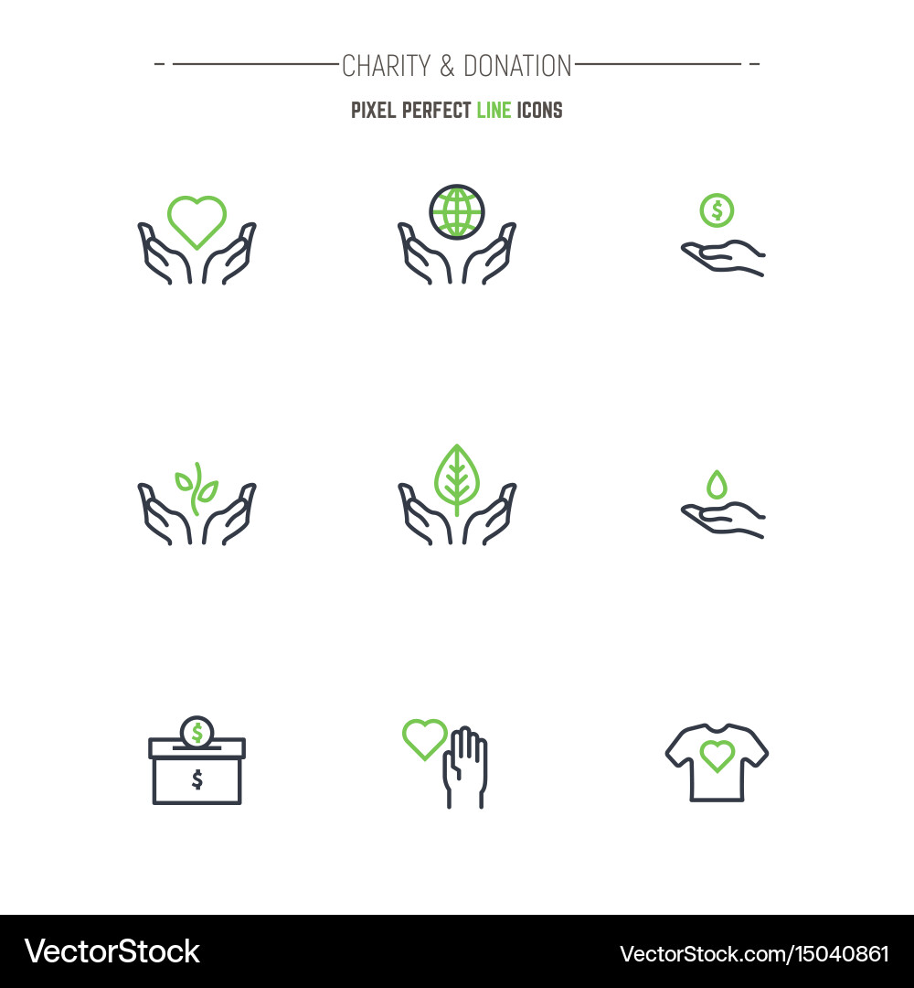 Charity and donation icons Royalty Free Vector Image