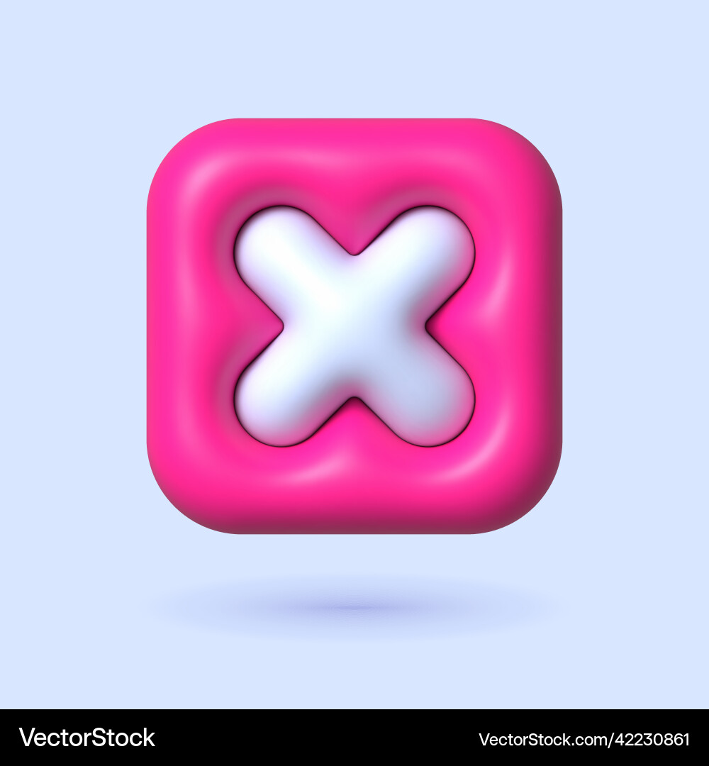 Cross 3d in cartoon style red Royalty Free Vector Image