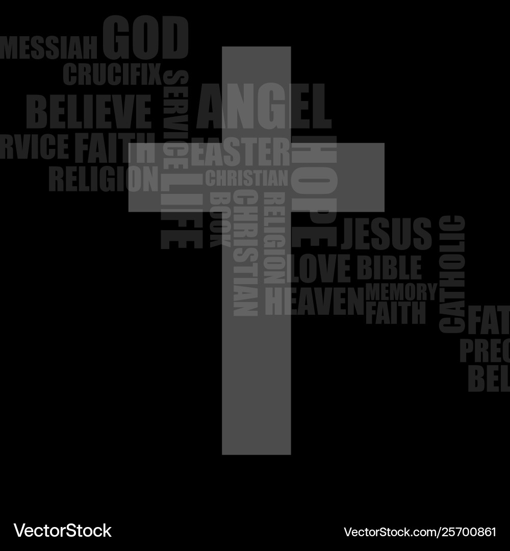 Cross religious words christian symbol Royalty Free Vector