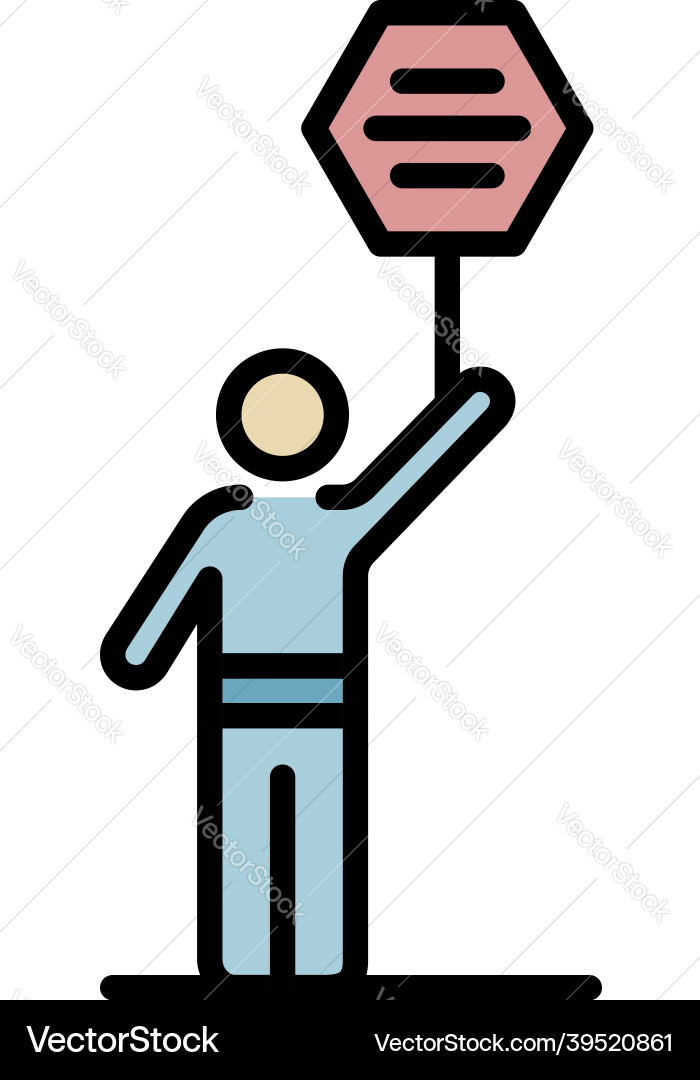 Democracy protest man icon color outline Vector Image