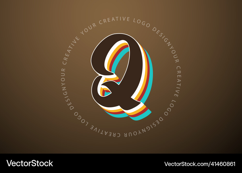 Letter q logo with retro pop art design Royalty Free Vector