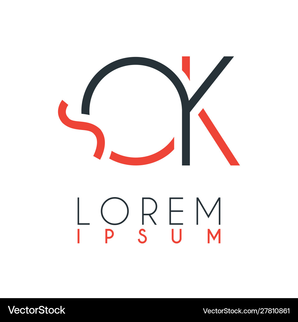Logo between letter q and k or qk Royalty Free Vector Image