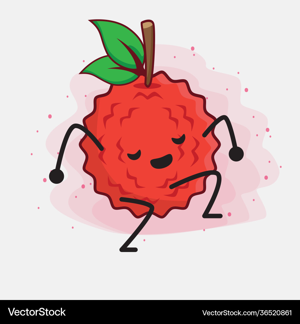 Lychee fruit cute character with simple face Vector Image