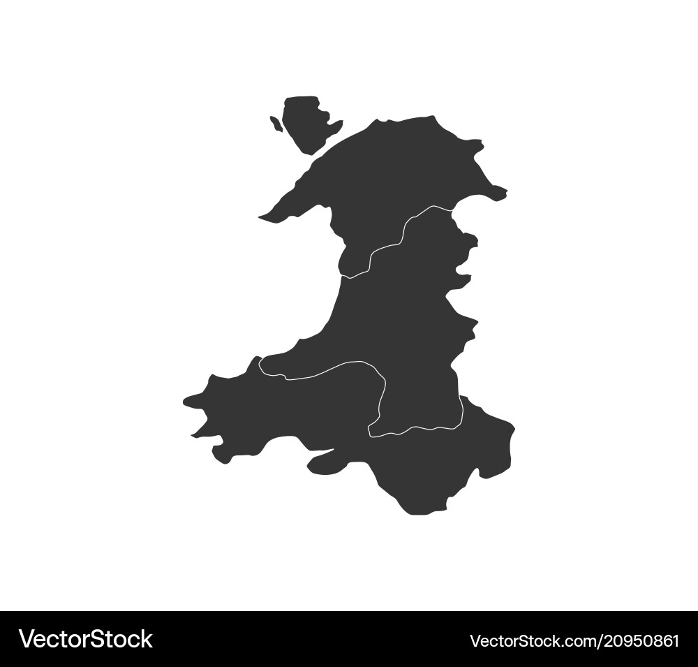 Map of wales with regions Royalty Free Vector Image