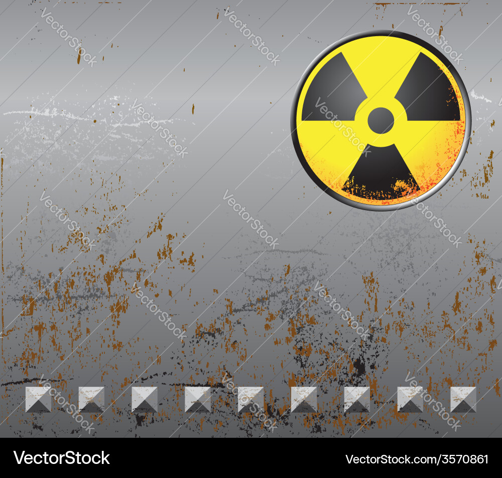 Metal background with radiation sign Royalty Free Vector