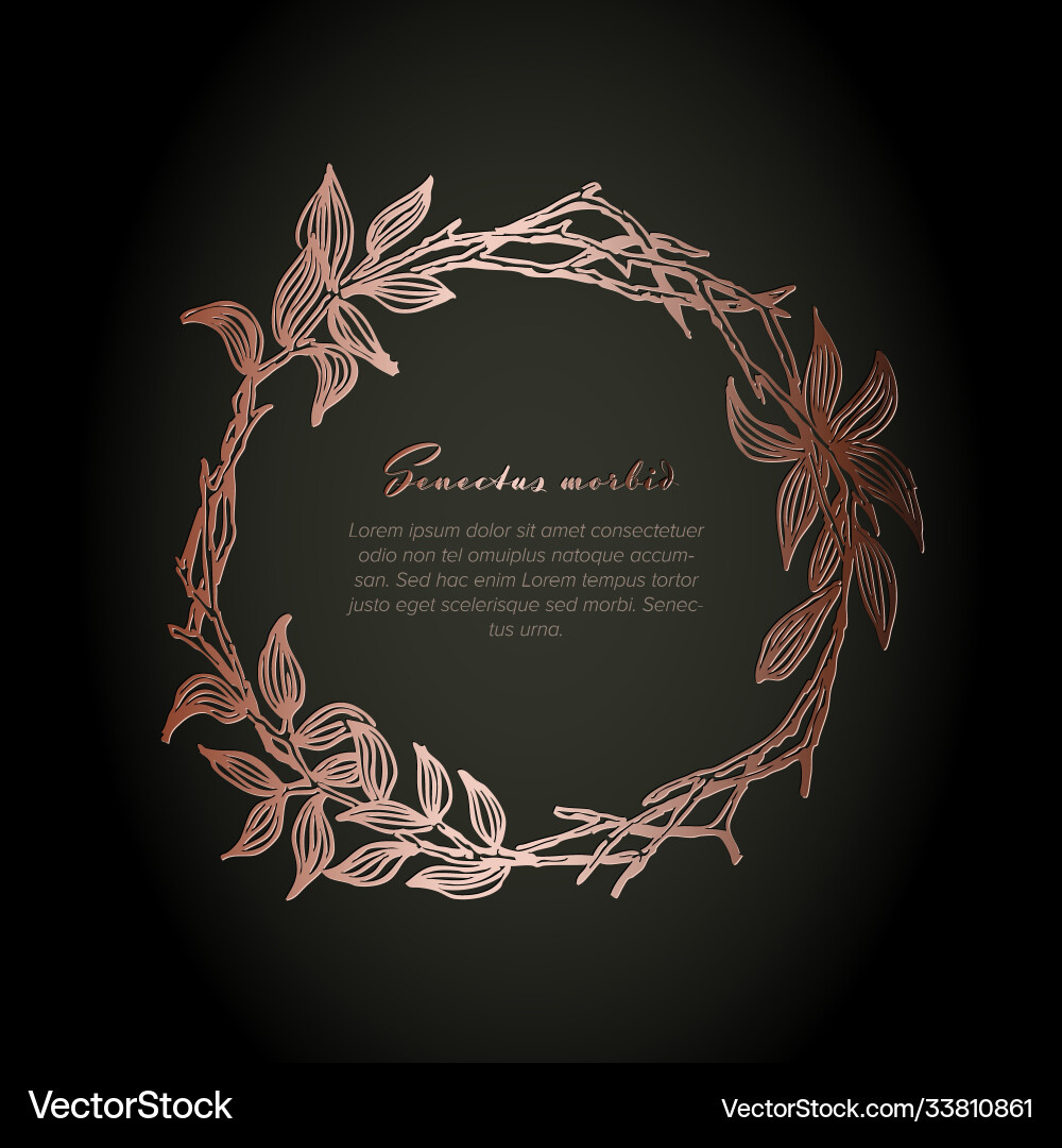 Minimalist copper floral wreath flyer Royalty Free Vector