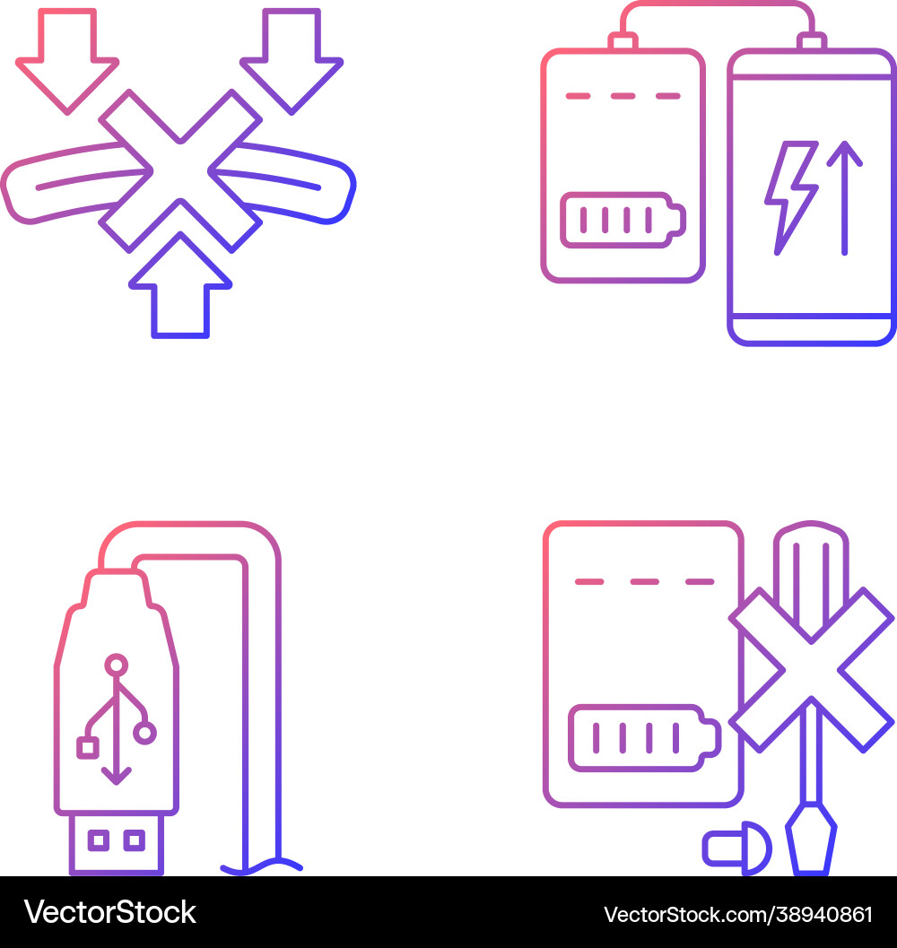 Powerbank proper use gradient linear manual label Vector Image