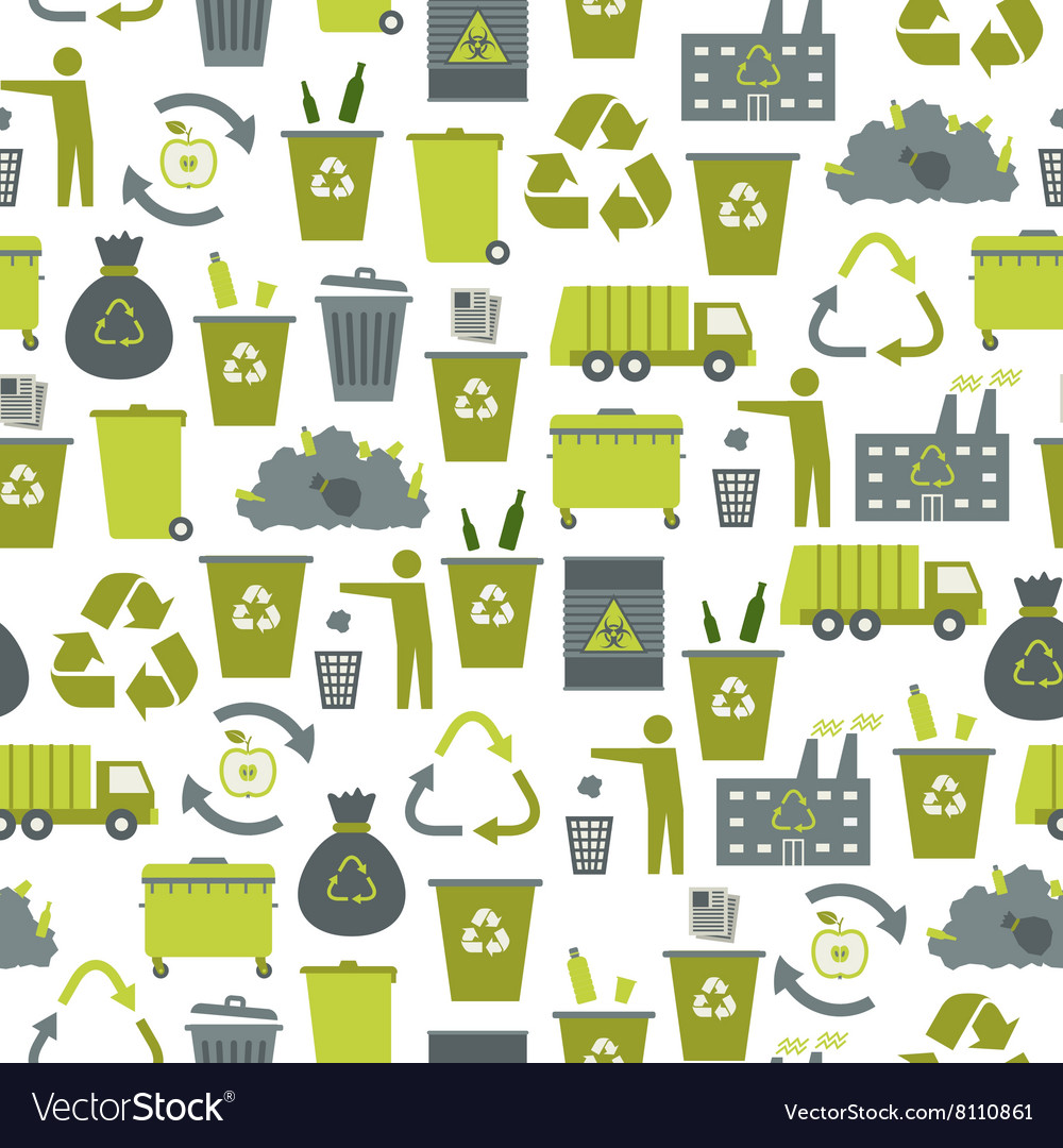 Recycling garbage seamless pattern Royalty Free Vector Image