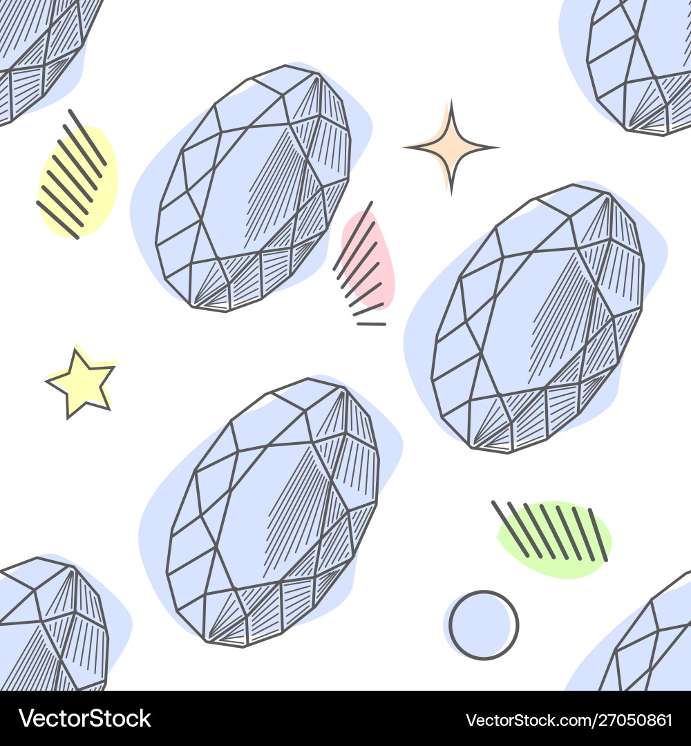 Seamless colorful diamond gemstones background Vector Image