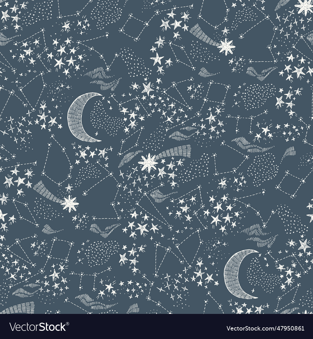 Starry sky seamless pattern-02 Royalty Free Vector Image