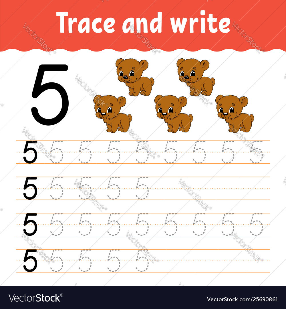 Trace and write handwriting practice learning Vector Image