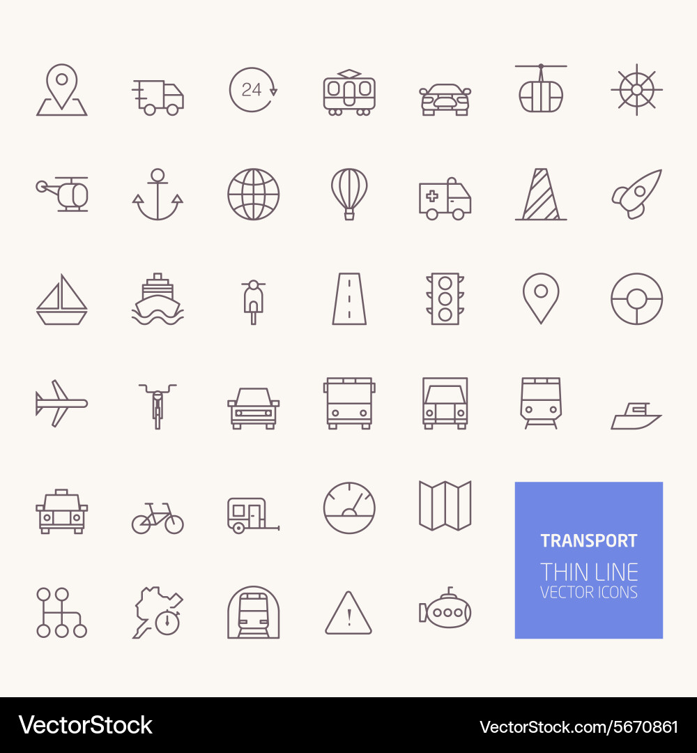 Transportation outline icons for web and mobile ap