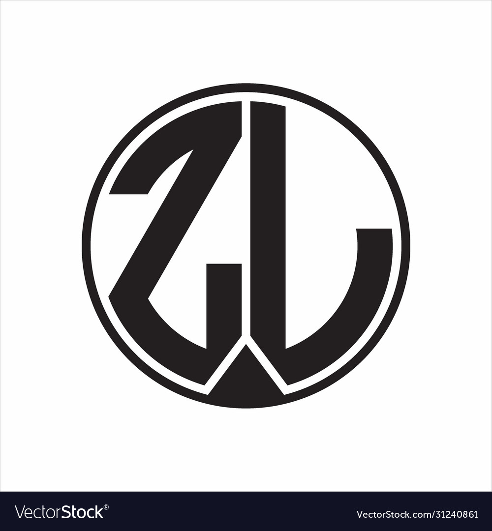 Zl logo monogram circle with piece ribbon style Vector Image