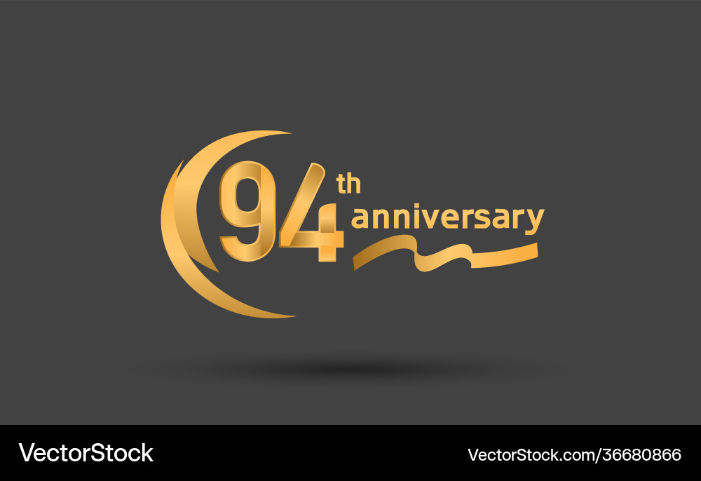 94 years anniversary logotype with double swoosh Vector Image