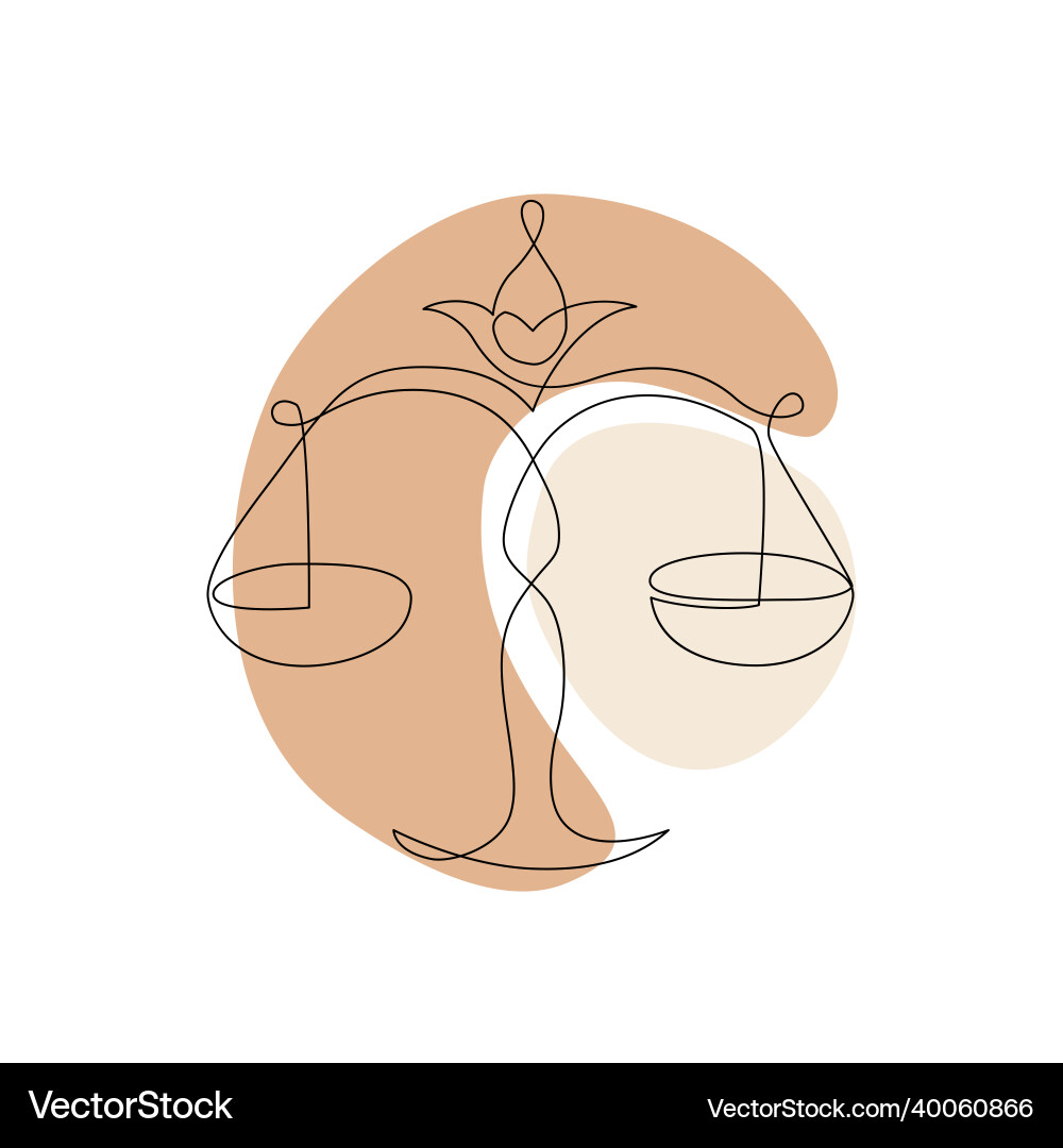 Astrological libra zodiac sign one line drawing Vector Image