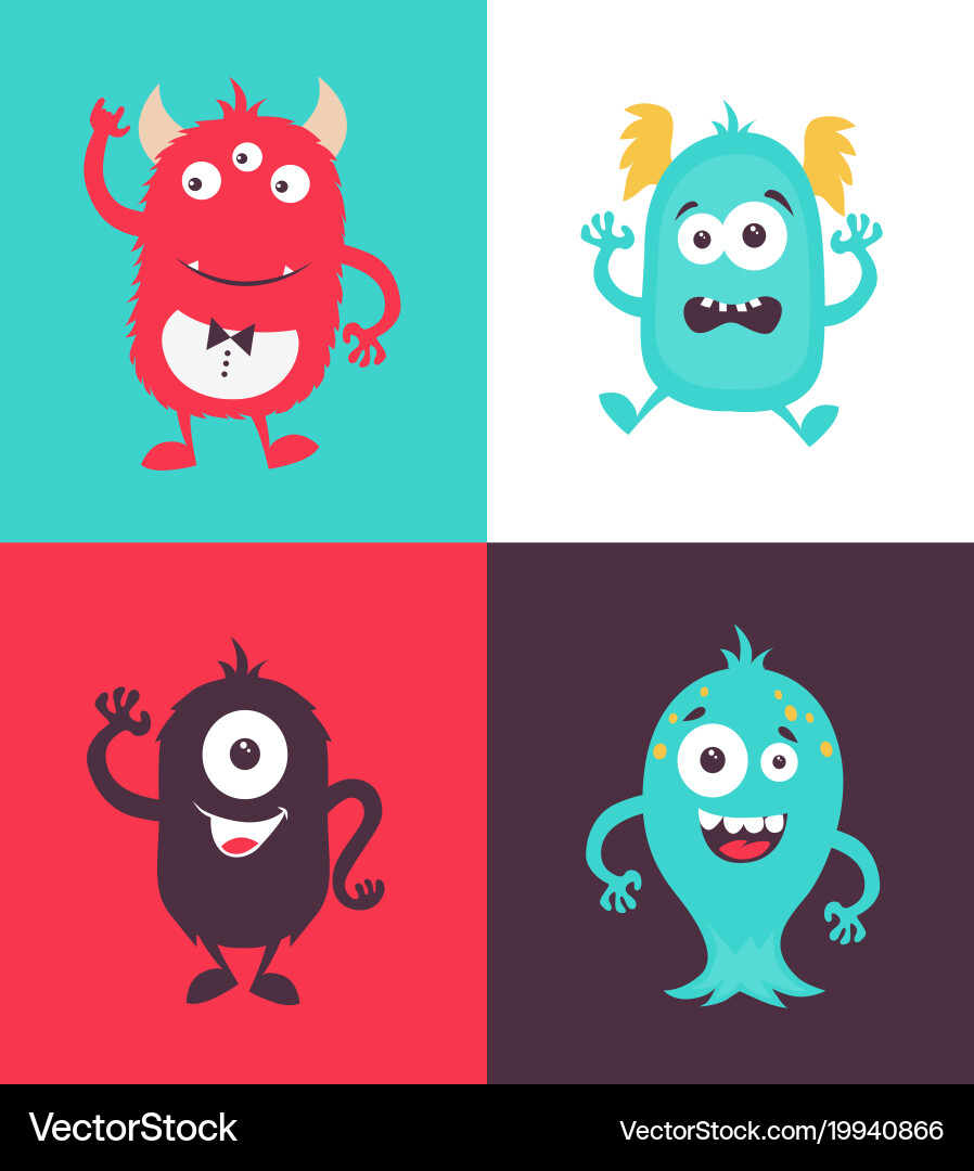 Cartoon monsters collection Royalty Free Vector Image