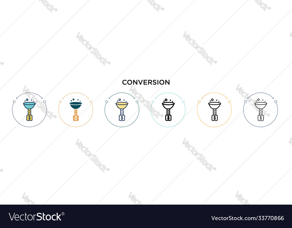 Conversion icon in filled thin line outline Vector Image