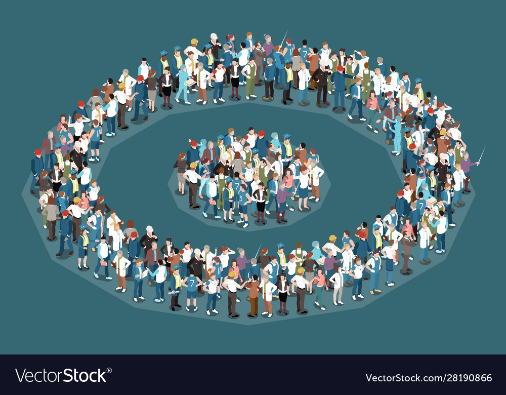 Crowd isometric concept Royalty Free Vector Image