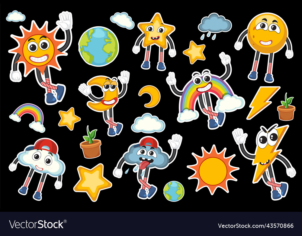 Cute sticker seamless pattern Royalty Free Vector Image