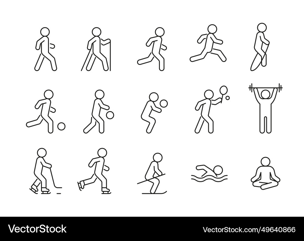 Exercise active leisure and sport with ball line Vector Image