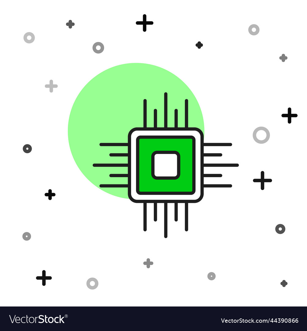 Filled outline computer processor Royalty Free Vector Image