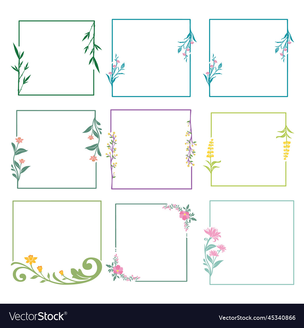 Flower square frame Royalty Free Vector Image - VectorStock