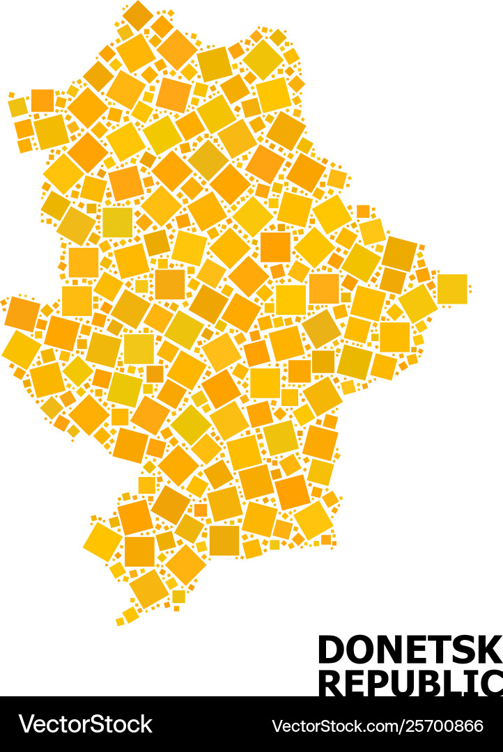 Gold rotated square mosaic map donetsk republic Vector Image