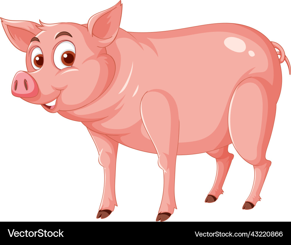 Happy pig cartoon character Royalty Free Vector Image