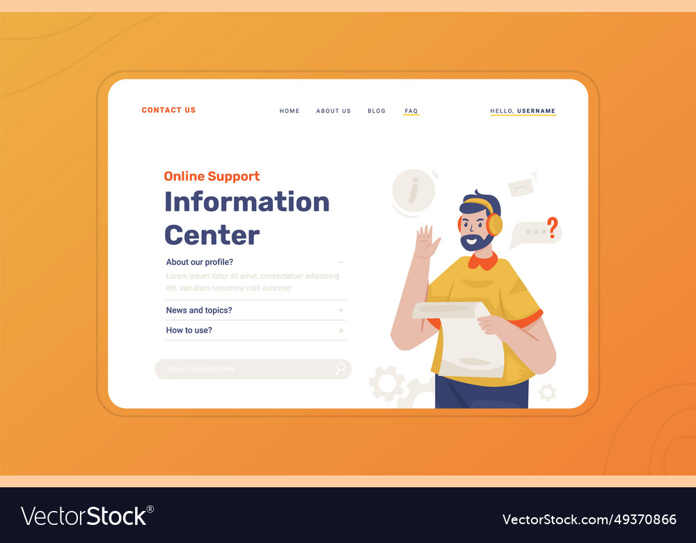 Information center on faq website page template Vector Image