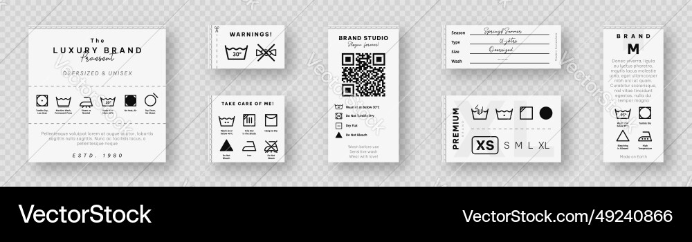 Laundry label collection with care symbols Vector Image