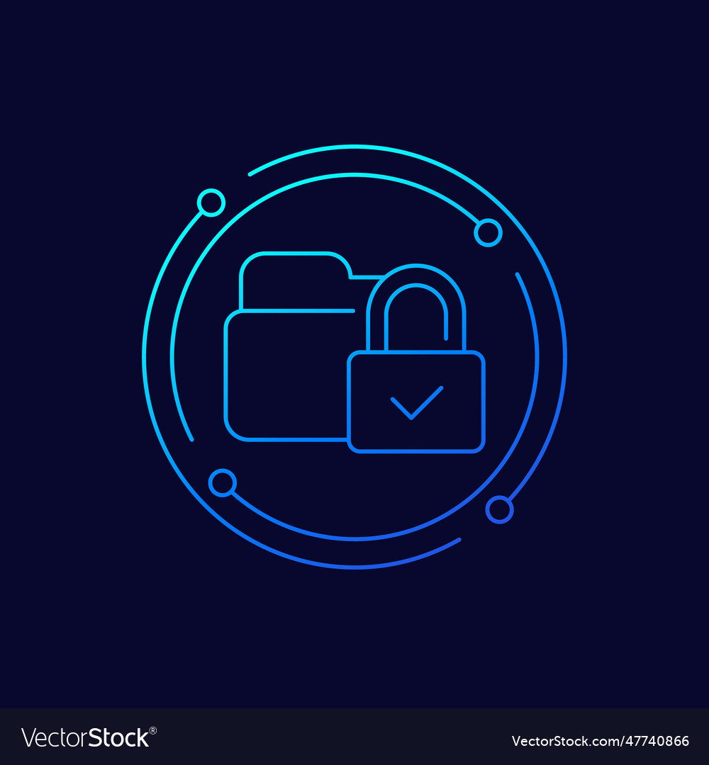 Locked folder icon linear design Royalty Free Vector Image