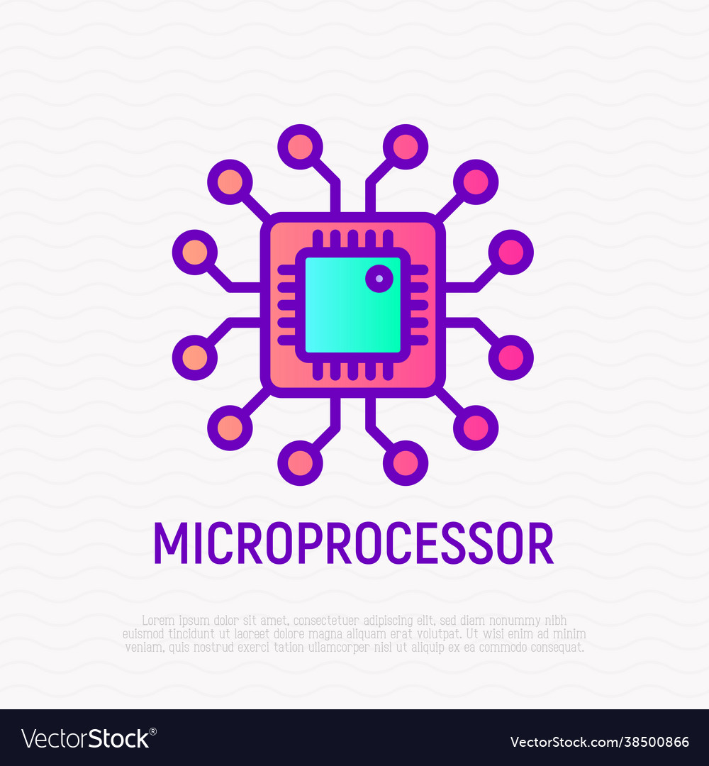 Microprocessor thin line icon modern Royalty Free Vector