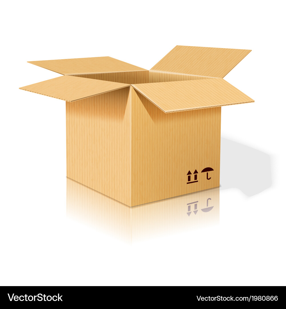 Open realistic cardboard box Royalty Free Vector Image