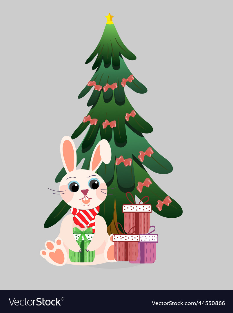 Rabbit under the tree Royalty Free Vector Image