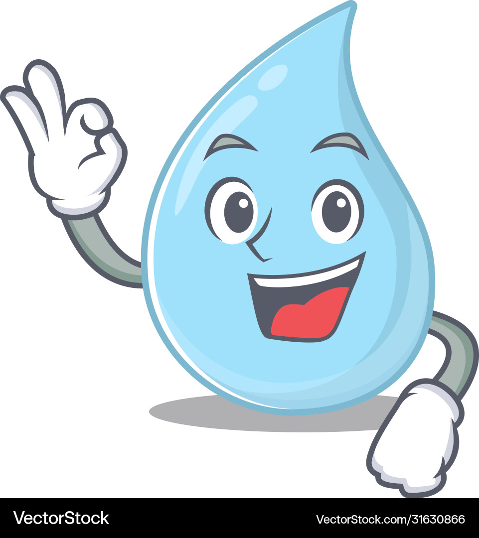 Raindrop mascot design style with an okay gesture Vector Image