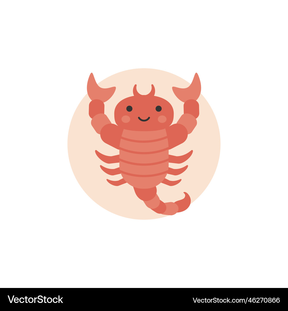 Scorpio cute zodiac sign round Royalty Free Vector Image