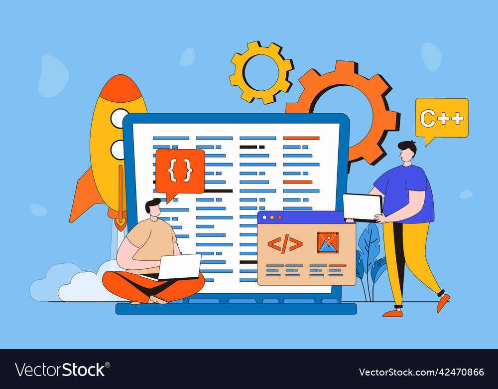 Software development web concept in flat 2d design