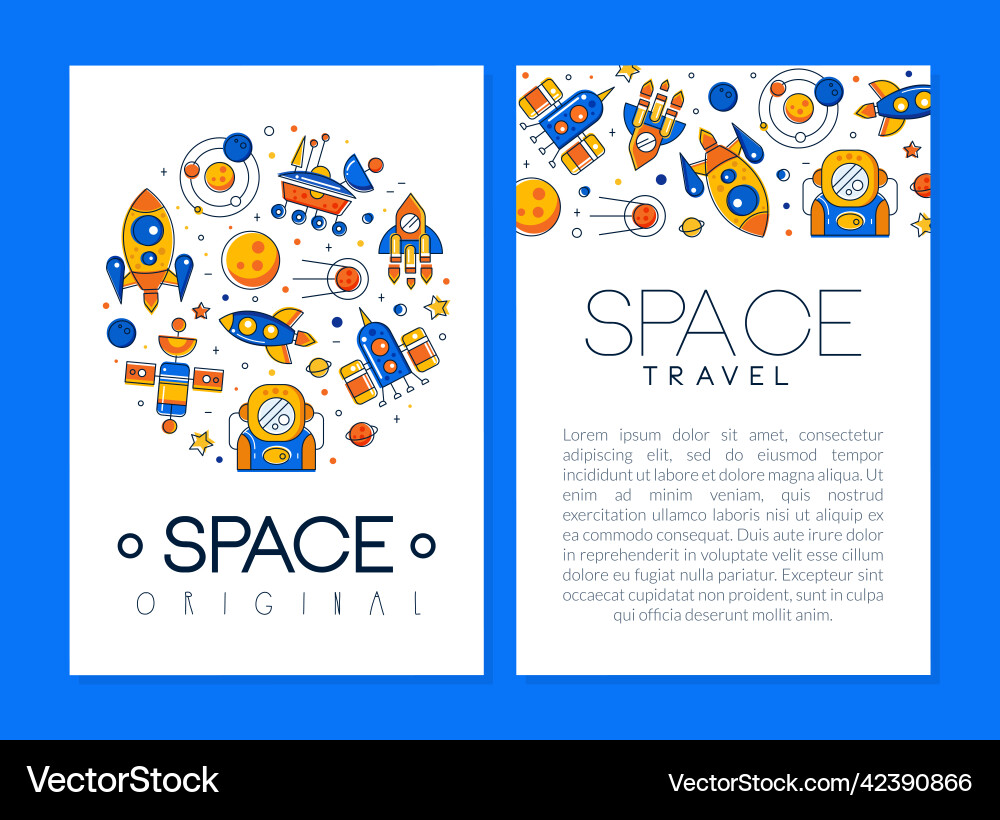 Space travel design with rocket and planet Vector Image