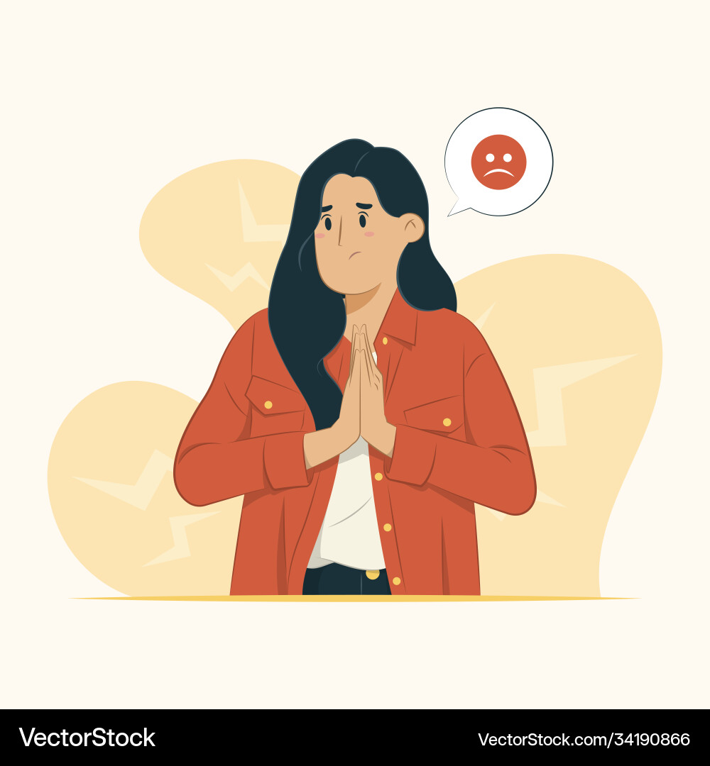 Woman feeling sorry concept Royalty Free Vector Image