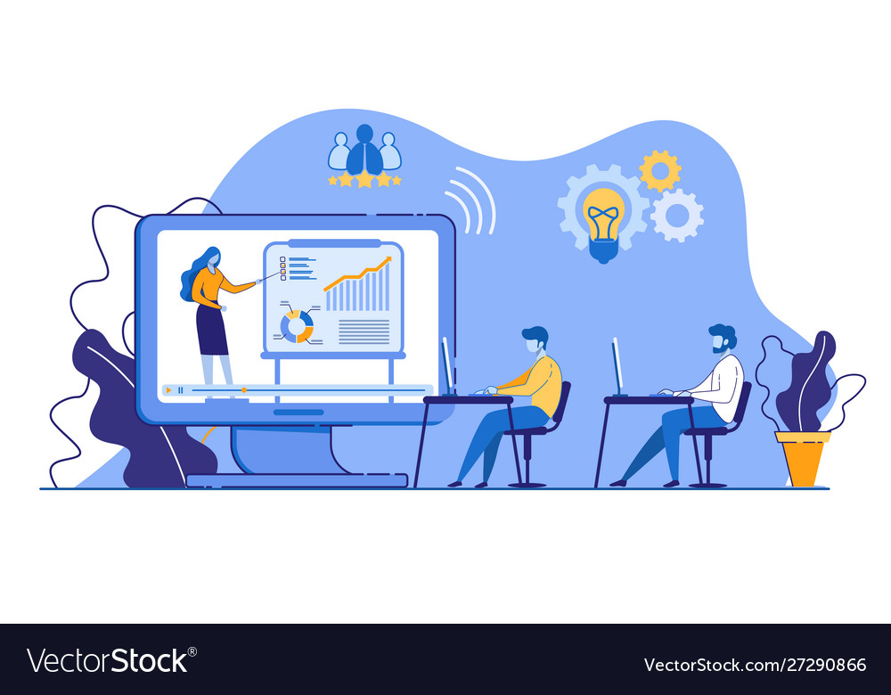 Woman teacher students characters online lesson Vector Image