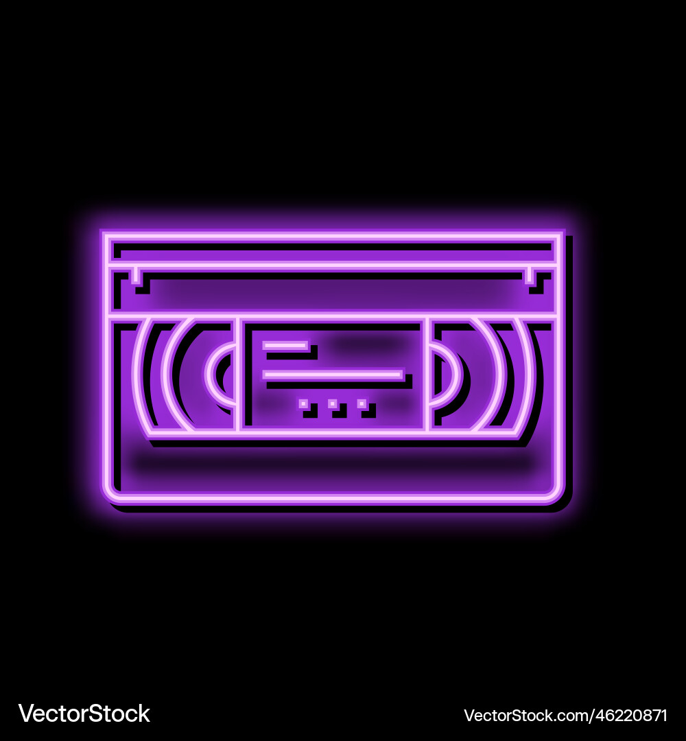 Cassette video retro gadget neon glow icon Vector Image