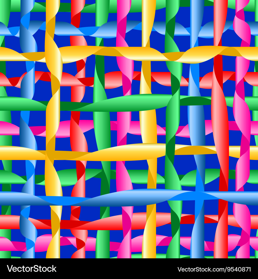 Colorful ribbons on blue background seamless Vector Image