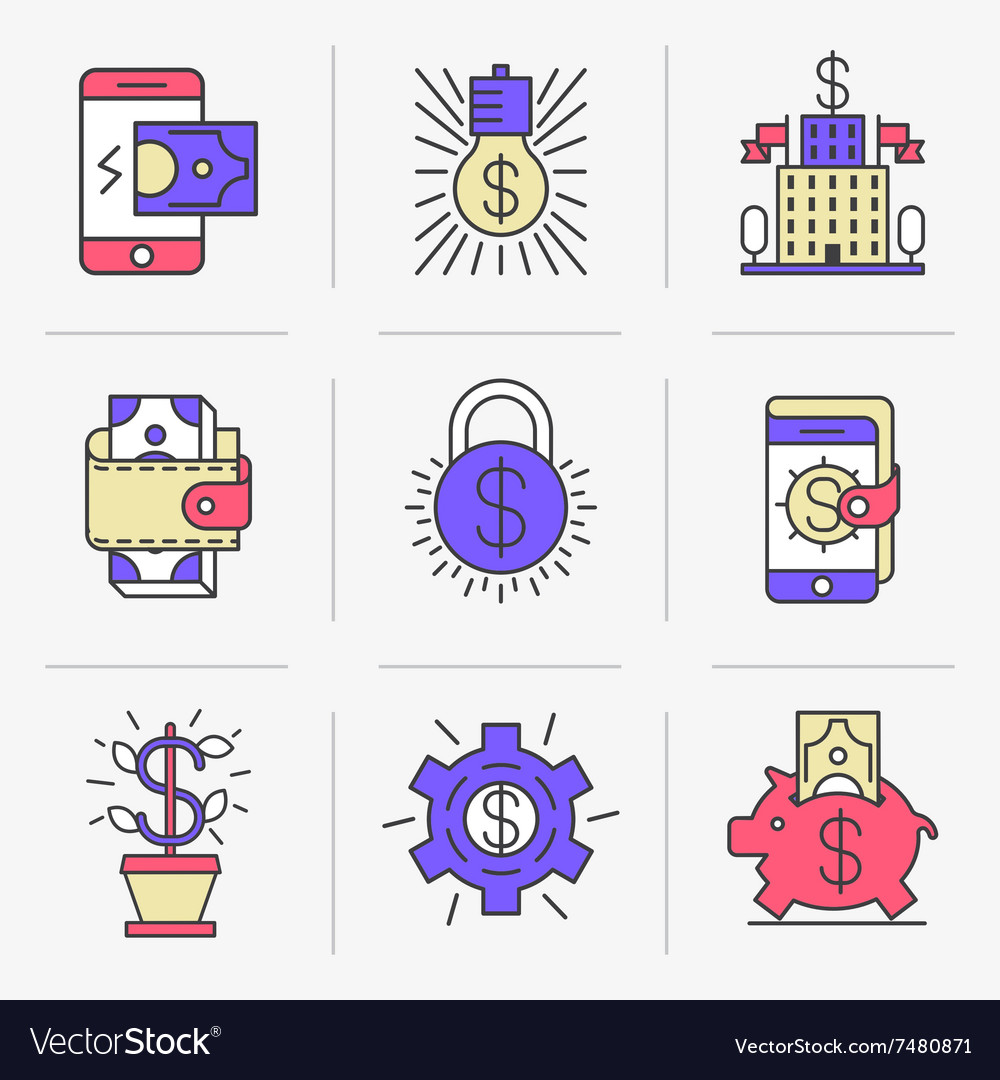 Creative flat line ikon set Royalty Free Vector Image