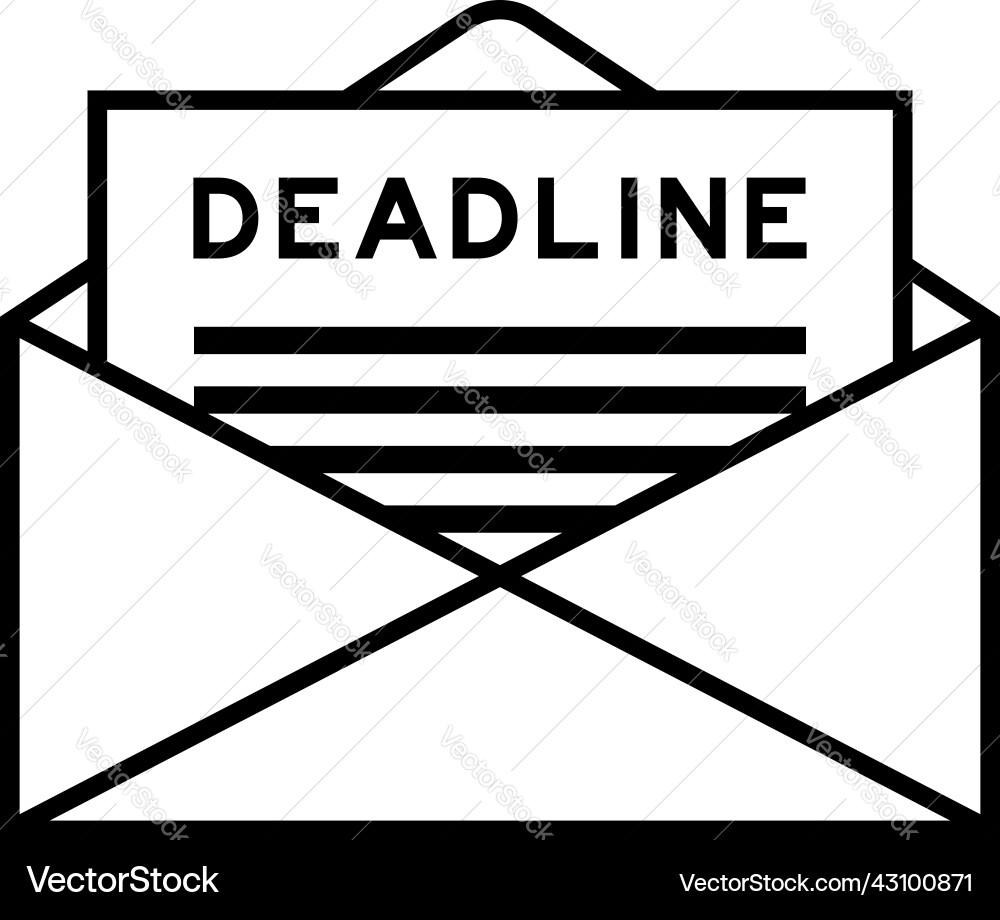 Envelope and letter sign with word deadline Vector Image