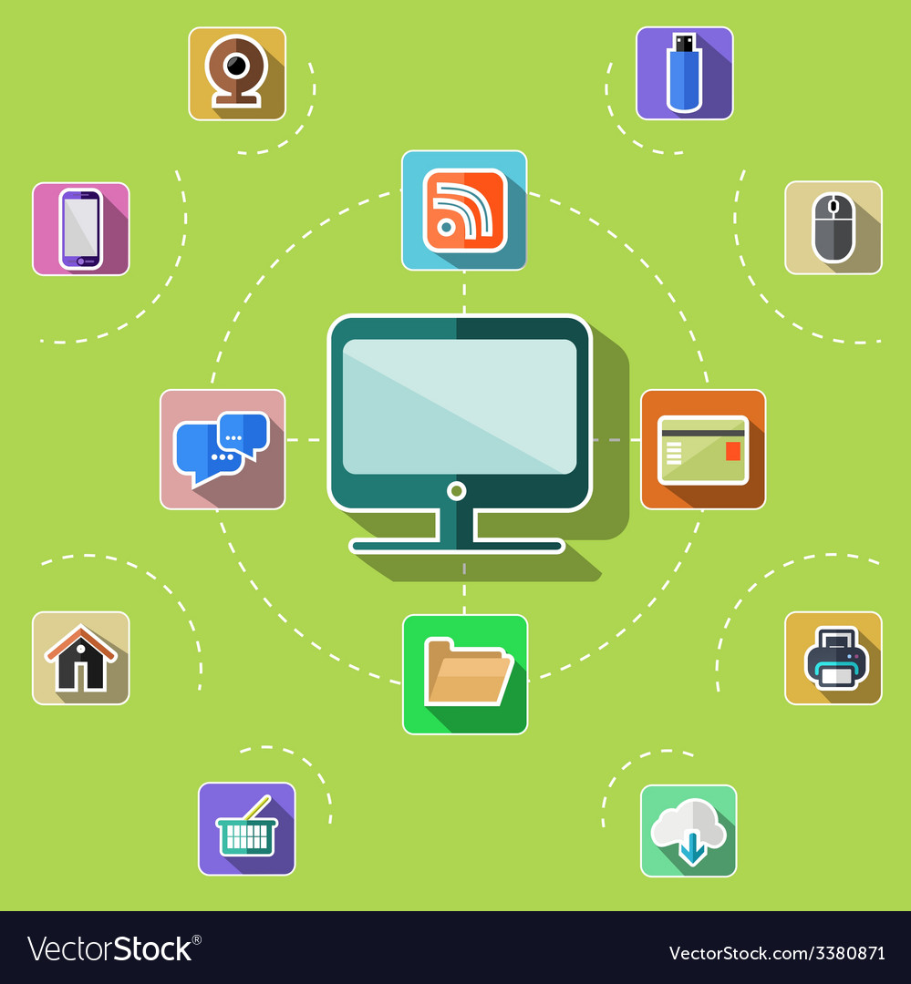 Flat design set with web computer mobile icons Vector Image
