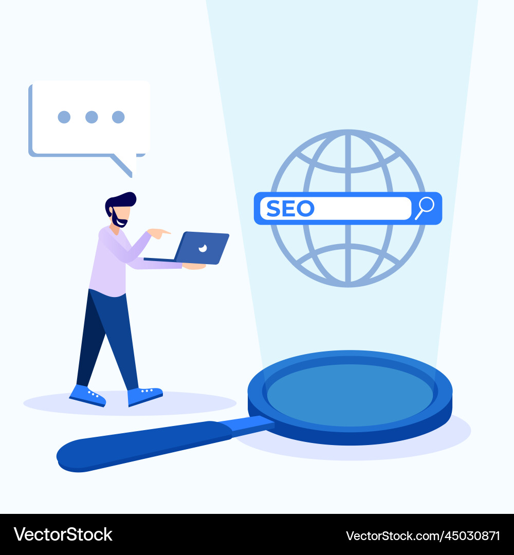 Graphic cartoon character of seo optimization Vector Image