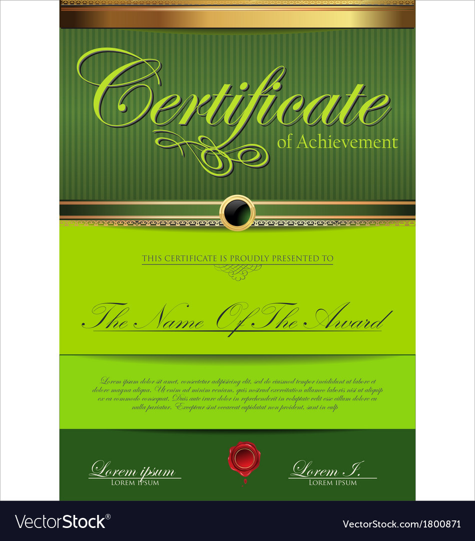 Green Certificate Template Royalty Free Vector Image